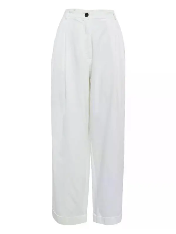 Dries Van Noten Pleated Cotton Trousers - White