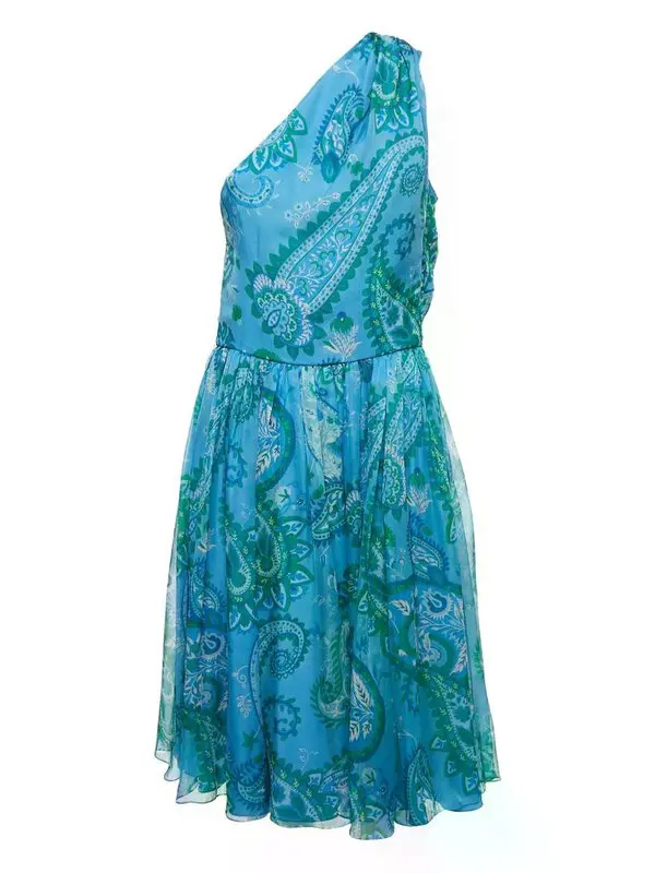 Dior Paisley-print Silk Mini Dress - Blue