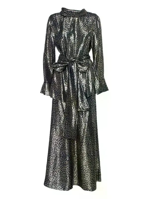 Layeur Metallic Print Blouse And Maxi Skirt Set