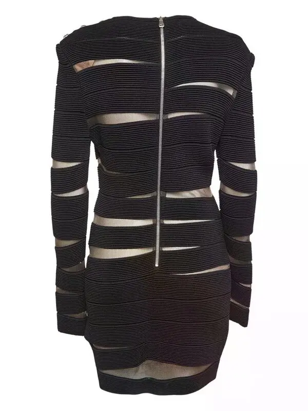 Balmain Ribbed Sheer-panel Dress