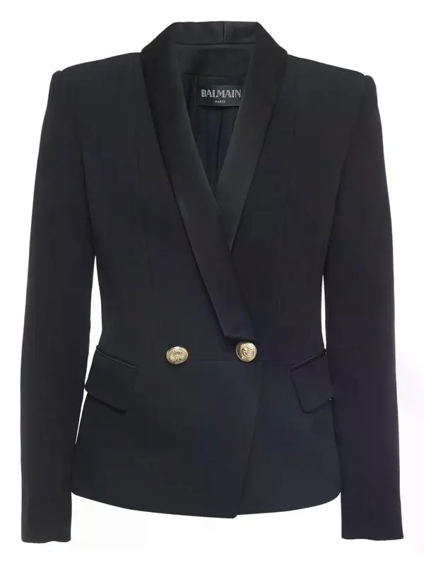 Balmain Double-breasted Blazer With Gold-tone Buttons - Black