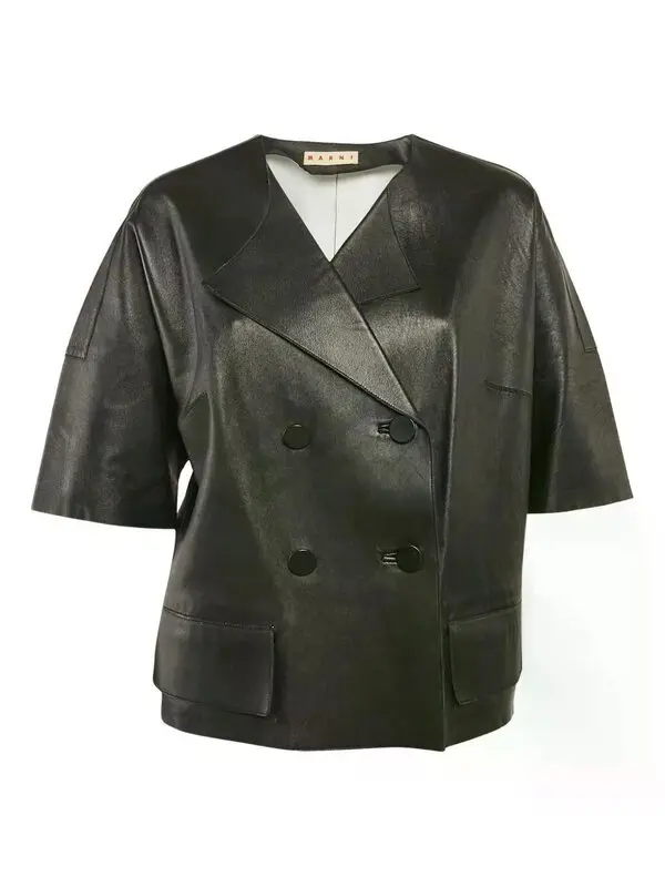 Marni 2023 Double-breasted Leather Jacket - Black