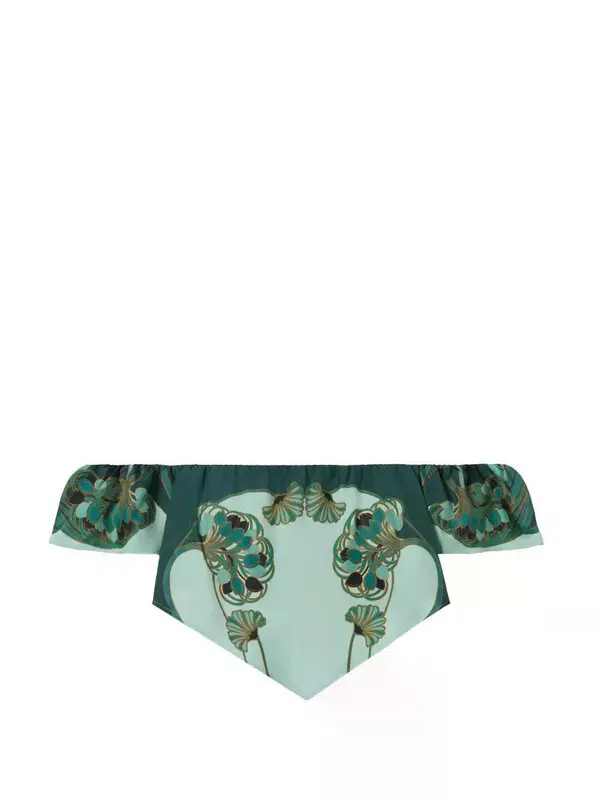 La DoubleJ Floral Print Off-shoulder Top - Green