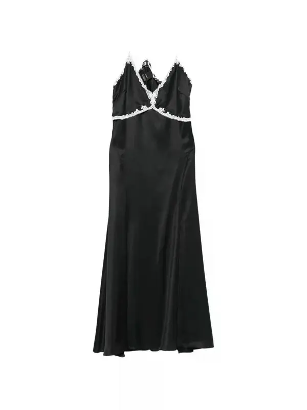 Pinko Albino Lace-trim Satin Dress - Black