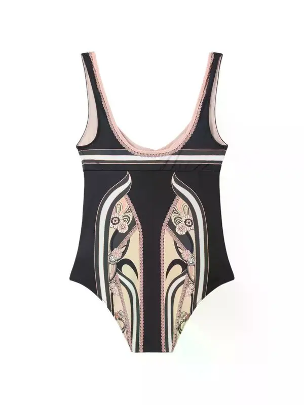 La DoubleJ Sunset Floral Print Swimsuit - Black
