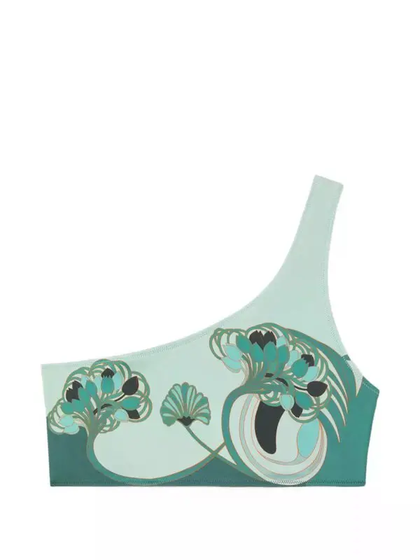 La DoubleJ Blooming Tulips One-shoulder Swimsuit - Green