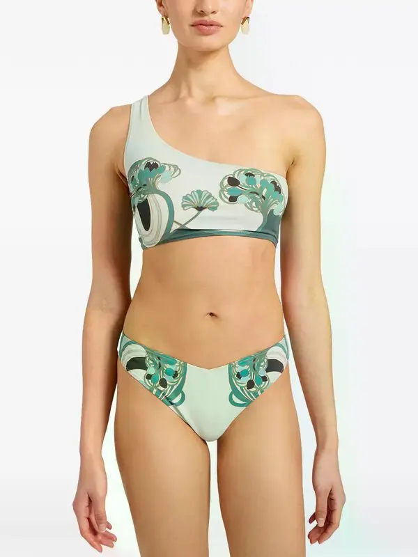 La DoubleJ Blooming Tulips One-shoulder Swimsuit - Green