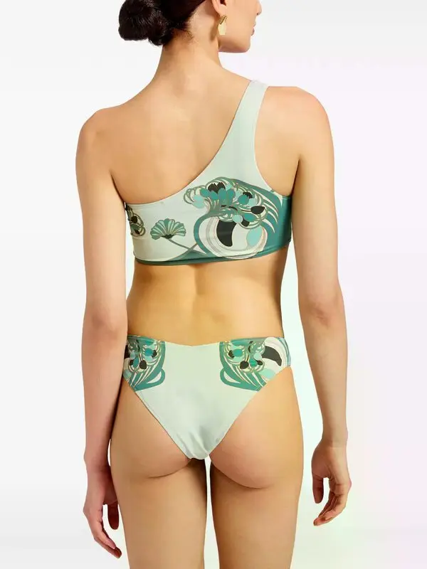 La DoubleJ Blooming Tulips One-shoulder Swimsuit - Green