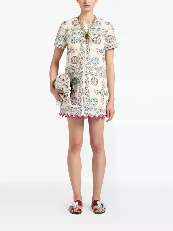 La DoubleJ Mini Swing Floral Jacquard Dress - Neutrals