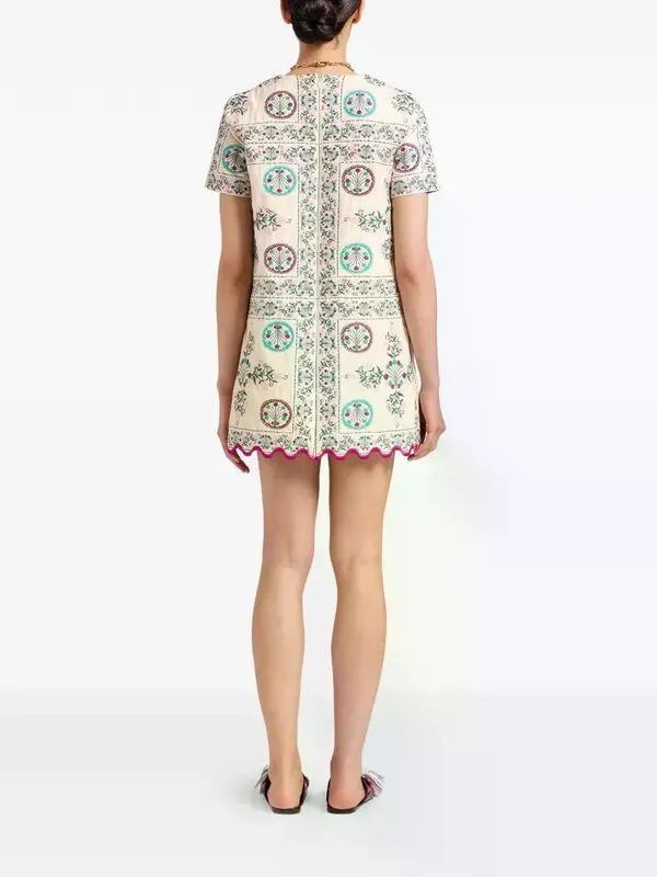 La DoubleJ Mini Swing Floral Jacquard Dress - Neutrals