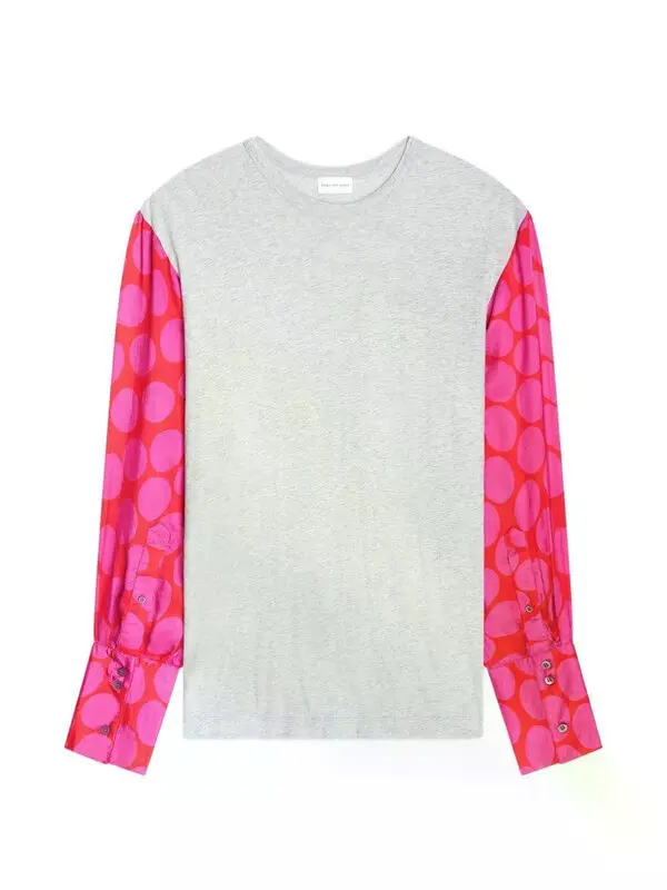 Dries Van Noten Contrast-sleeves T-shirt - Grey