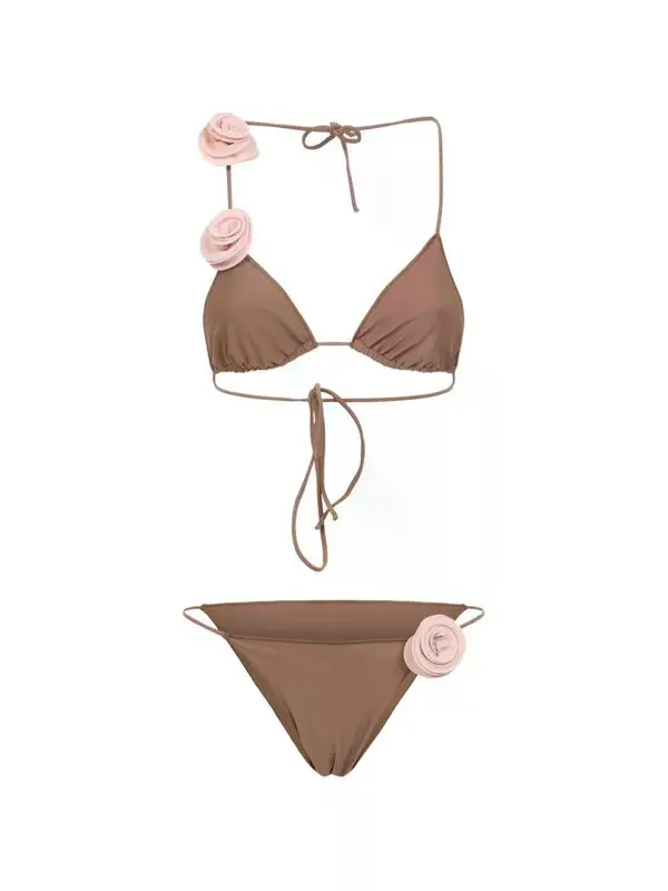 LA REVECHE Floral-appliqué Bikini - Neutrals