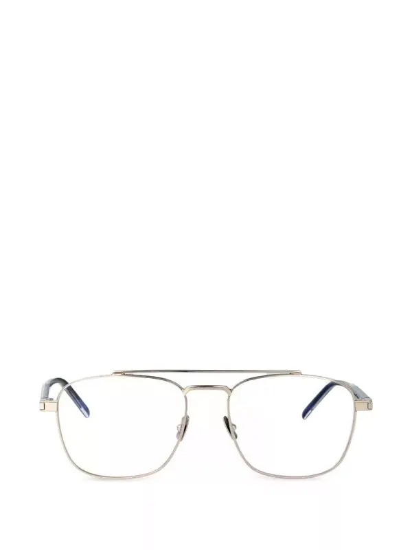 Saint Laurent Double-bridge Pilot Frame Eyeglasses - Silver