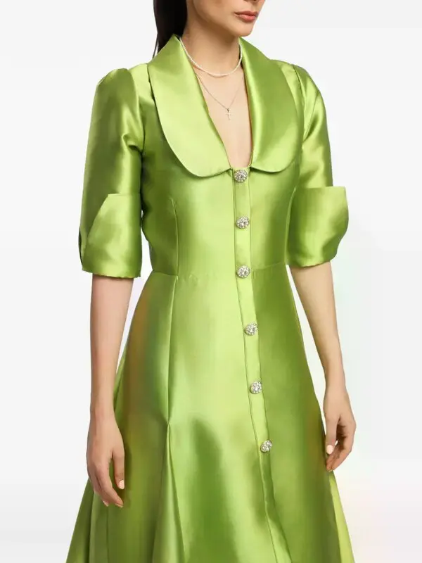 MIAU BY CLARA ROTESCU Crystal-embellished Satin Dress - Green