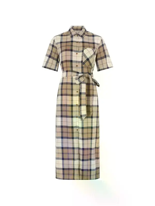 Barbour Tartan-print Midi Shirt Dress - Neutrals
