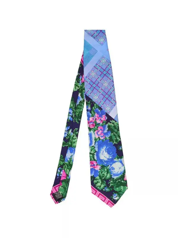 Versace Floral Mosaic Tie - Blue
