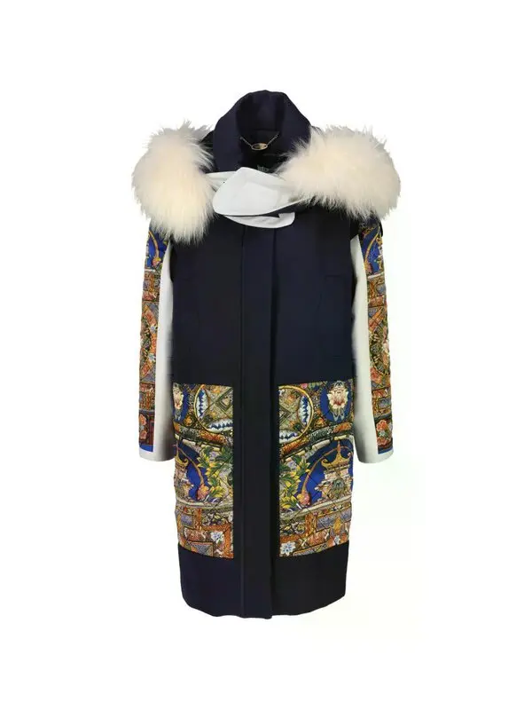 Just Cavalli Graphic-print Hooded Coat - Blue
