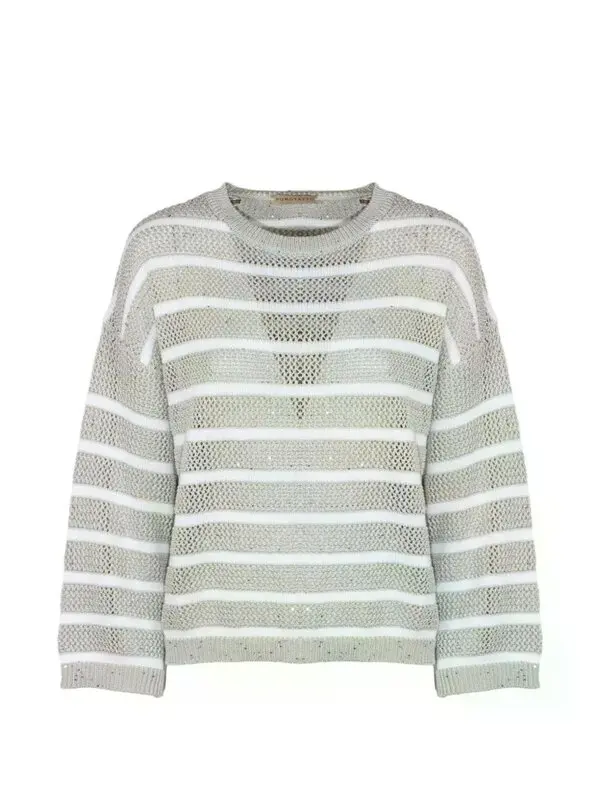 PUROTATTO Striped Sweater - Neutrals