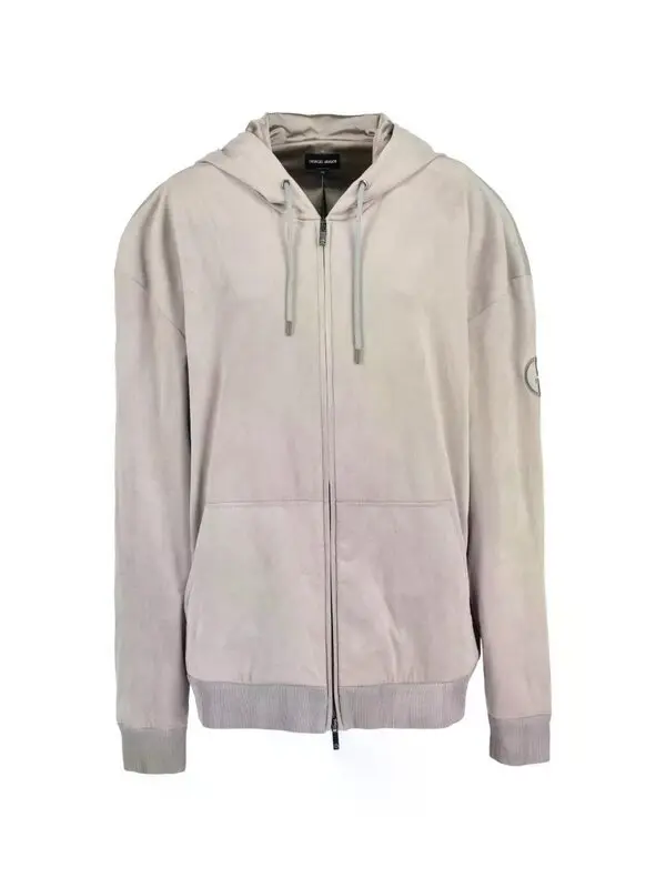 Giorgio Armani Logo Zip-up Hoodie - Neutrals