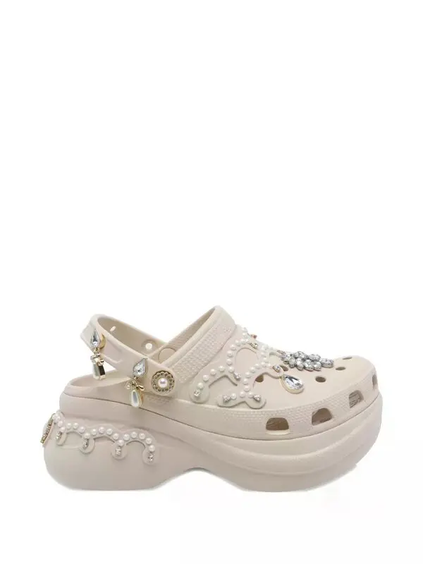 CROCS Bae Embellished Platform Mules - Neutrals