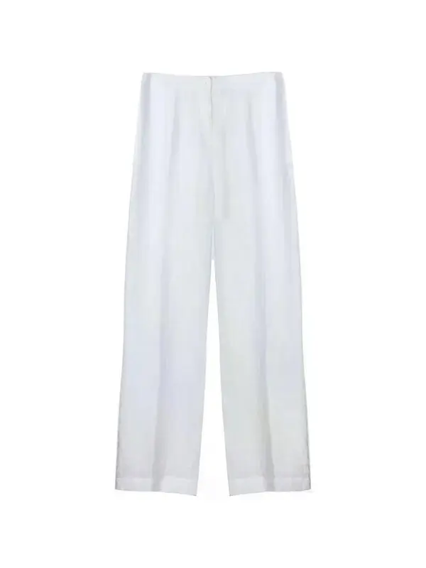 PUROTATTO Linen Wide-leg Trousers - White