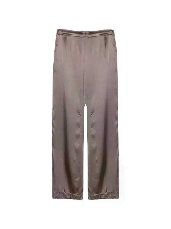 PUROTATTO Satin-finish Wide-leg Trousers - Brown