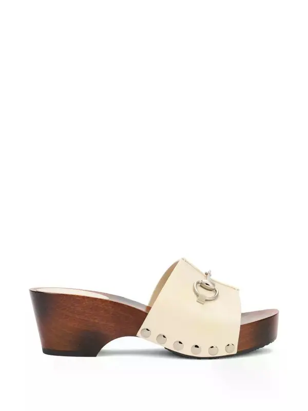 Gucci Horsebit Studded Heeled Mules - Neutrals