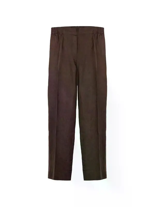 PUROTATTO Linen Wide-leg Trousers - Brown