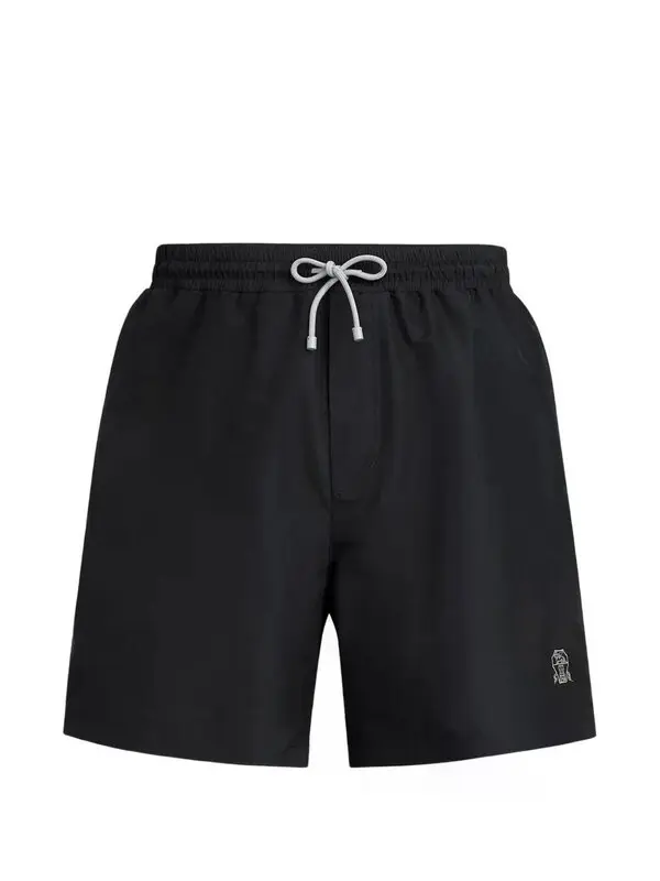 Brunello Cucinelli Embroidered Logo Swim Shorts - Black