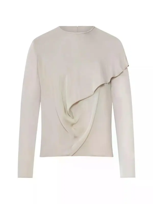Giorgio Armani Draped Silk Blouse - Neutrals