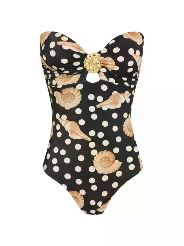 BRIGITTE Mag Seashell-print Swimsuit - Black