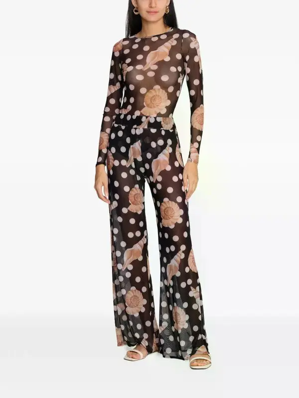 BRIGITTE Liana Seashell-print T-shirt And Trousers Set - Black
