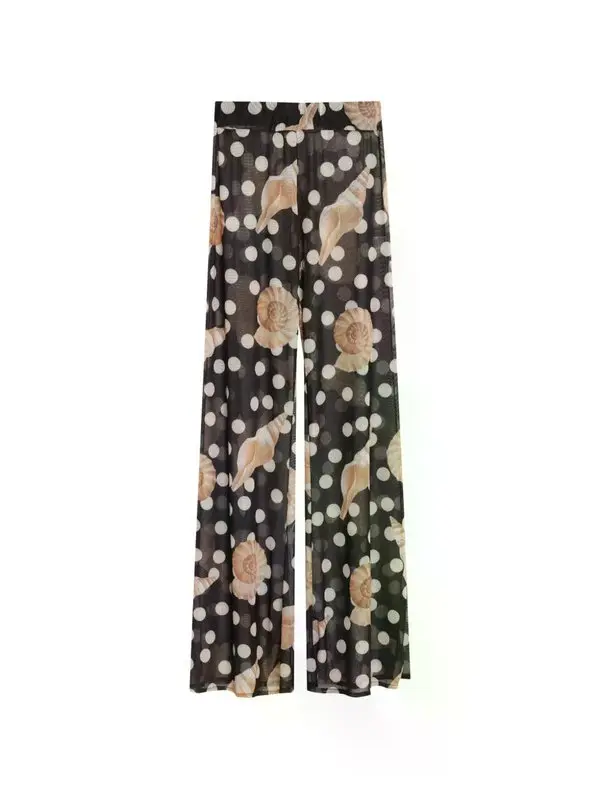 BRIGITTE Pois Polka-dot Seashell-print Trousers - Black