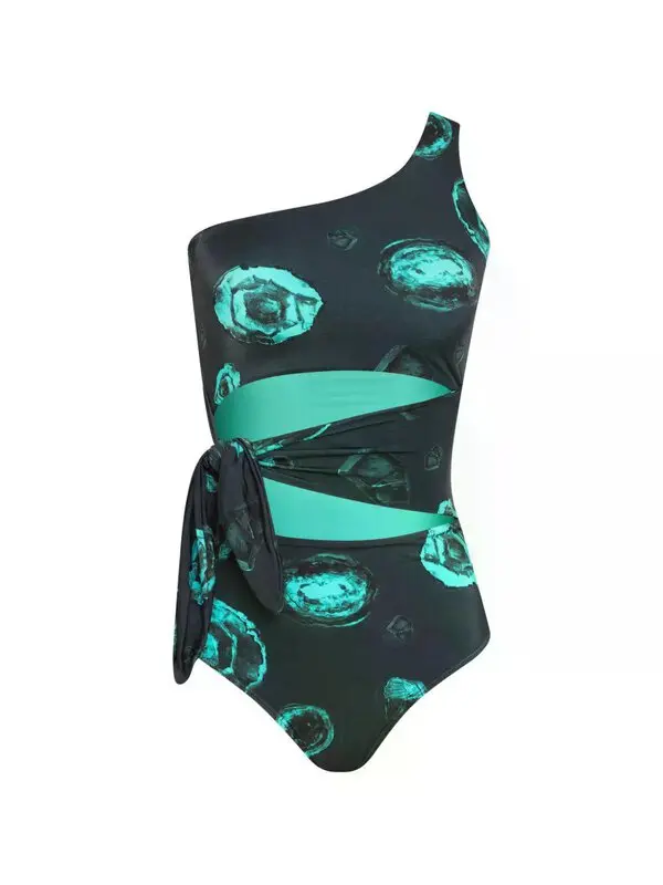 BRIGITTE Agate-print Cut-out Swimsuit - Blue