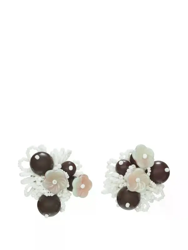 Tory Burch Runway Beaded Cluster Earrings - White
