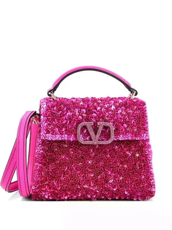 Valentino Garavani Vsling Top Handle Bag Sequins Mini Satchel - Pink