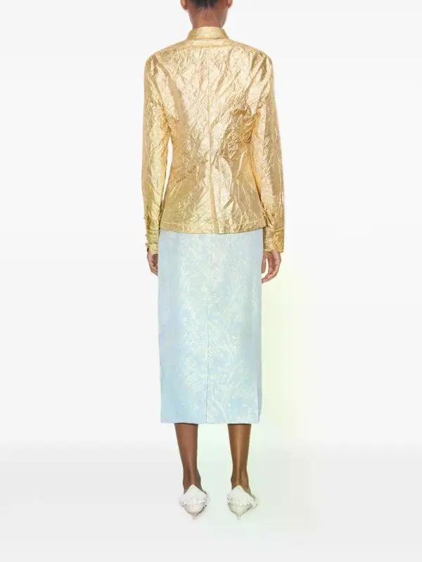 Tory Burch Silk Jacquard Midi Skirt With Double Slits - Blue