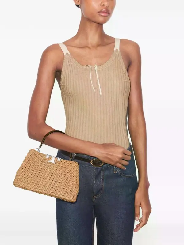 Tory Burch Mini Eleanor Raffia Satchel - Neutrals