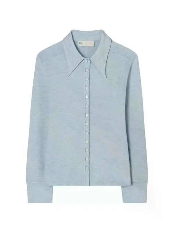 Tory Burch Silk Polo Cardigan - Blue