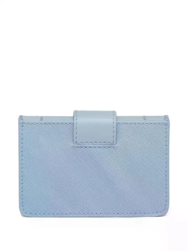 Prada Saffiano And Smooth Leather Card Holder - Blue