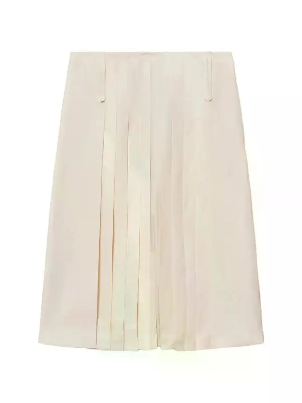 Tory Burch Pleated Midi Skirt - Neutrals