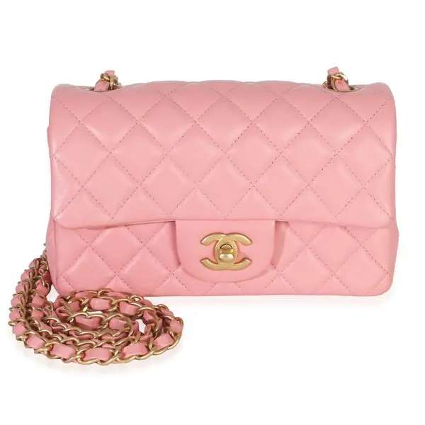 Chanel Quilted Lambskin Rectangular Flap Bag - Pink
