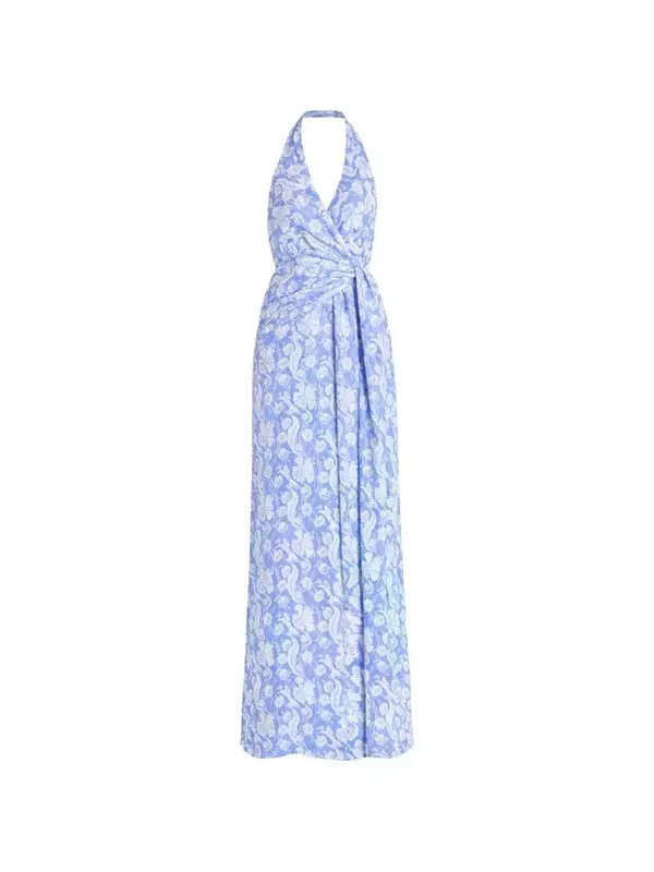TEMPERLEY LONDON Floral Halter Maxi Dress - Blue