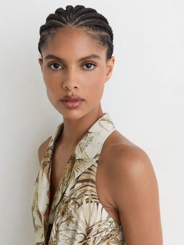 REISS Tate Cotton Safari-print Tailored Midi Dress
