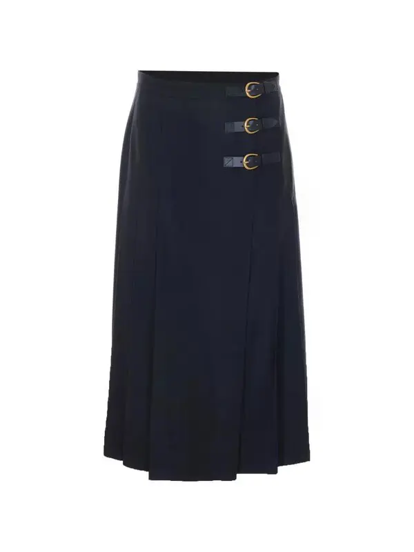 Chloé Pleated Midi Skirt With Buckle Detailing