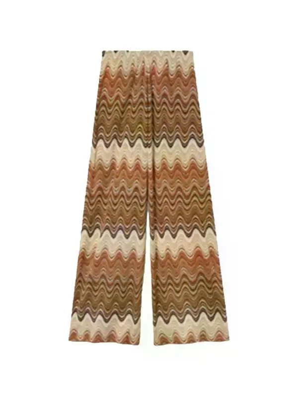 MC2 SAINT BARTH Wave-pattern Raschel-knit Trousers - Brown
