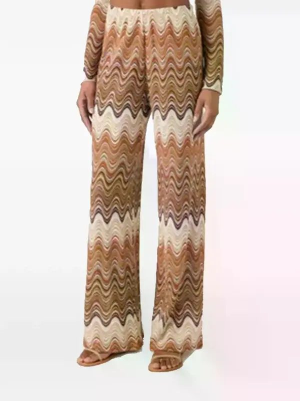 MC2 SAINT BARTH Wave-pattern Raschel-knit Trousers - Brown