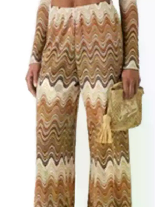 MC2 SAINT BARTH Wave-pattern Raschel-knit Trousers - Brown