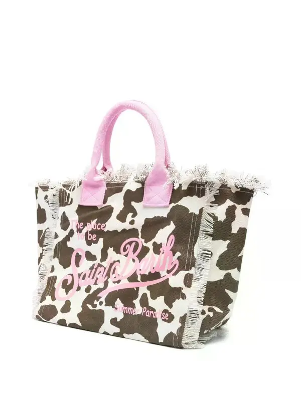 MC2 SAINT BARTH Vanity Cow-print Tote Bag - White
