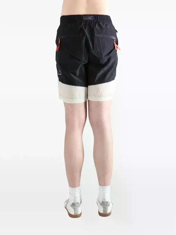 AND WANDER X Roa Panelled Belted Shorts - Black